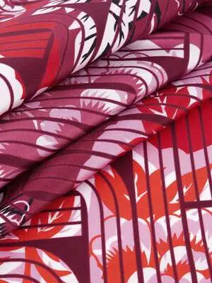 LANCEL Pivoine Optical-print Silk Scarf - Red