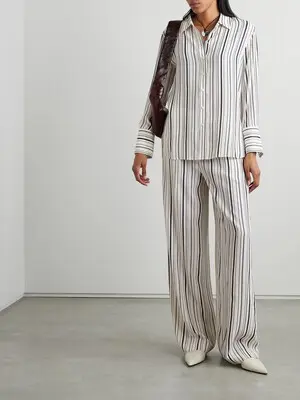 JOSEPH Striped Silk Crepe De Chine-jacquard Shirt