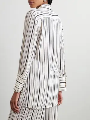 JOSEPH Striped Silk Crepe De Chine-jacquard Shirt
