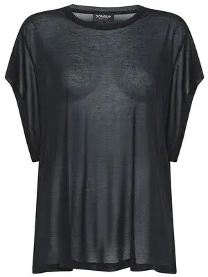 DONDUP Round-neck Oversized T-shirt With Wide Sleeves In Modal - Black