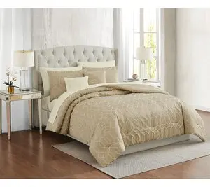 5TH AVENUE LUX Victoria Geo Gold 9pc Queen Comf Orter Set - One-color