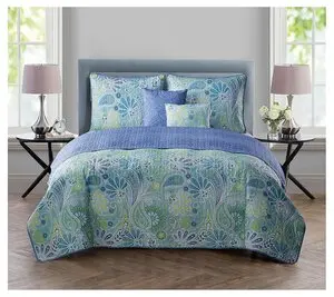 VCNY HOME Harmony Reversible Blue Paisley Quilt Set- F/q - One-color
