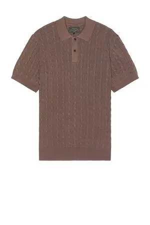BEAMS Knit Polo Cable - Brown