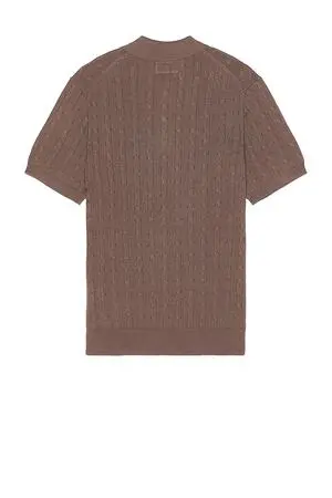 BEAMS Knit Polo Cable - Brown