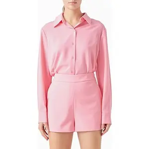 Endless Rose Solid Button-up Shirt - Light Pink