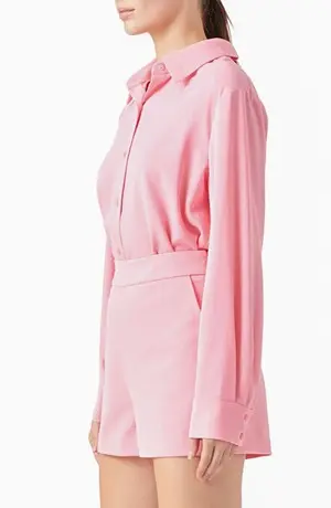 Endless Rose Solid Button-up Shirt - Light Pink