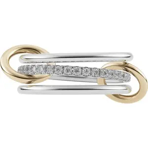 SPINELLI KILCOLLIN Spinelli Kilcollin Sonny SG Gris Diamond Linked Sterling & 18k Gold Ring Silver/gold/pave