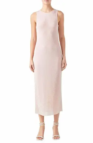 Endless Rose Embellished Rhinestone Mesh Midi Dress