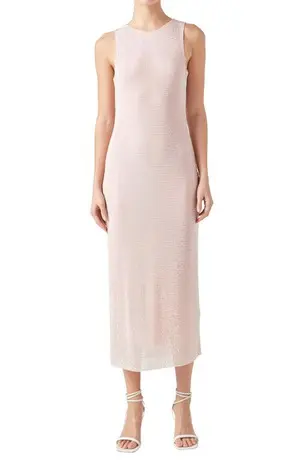 Endless Rose Embellished Rhinestone Mesh Midi Dress