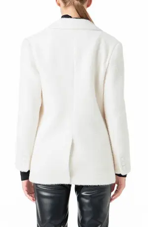 Endless Rose Textured Single-breasted Blazer - White