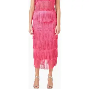 Endless Rose Fringe Tiered Maxi Skirt