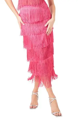 Endless Rose Fringe Tiered Maxi Skirt