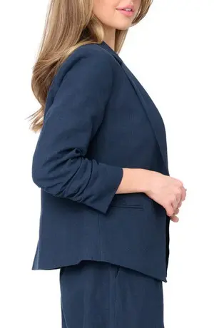 GIBSONLOOK Ruched Sleeve Linen Blend Blazer