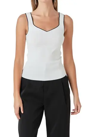 Endless Rose Rib Sweater Tank - White/black