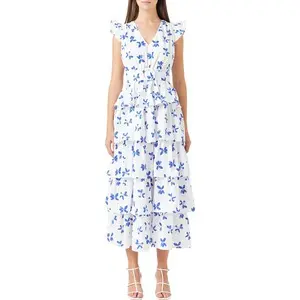 Endless Rose Floral Tiered Maxi Dress - White/blue