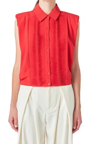 Endless Rose Pintuck Sleeveless Shirt