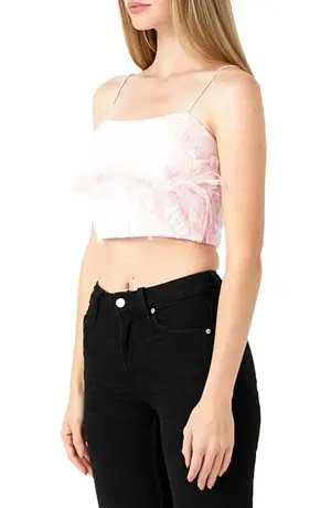 Endless Rose Sequin & Feather Crop Top