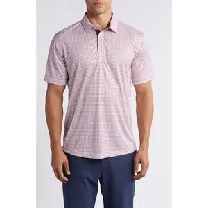 SWANNIES Tanner Geo Print Performance Golf Polo - Maroon