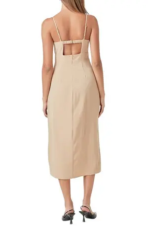 Endless Rose Ruched Bust Midi Dress - Khaki