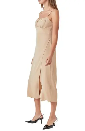 Endless Rose Ruched Bust Midi Dress - Khaki