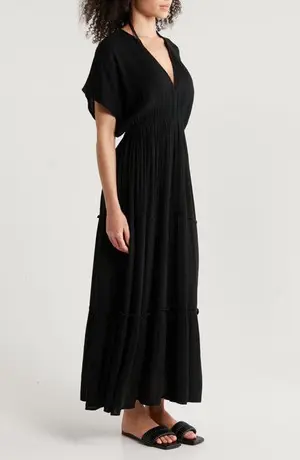 Elan Tiered Ruffle Maxi Cover-up Dress