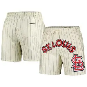 PRO STANDARD St. Louis Cardinals Pinstripe Retro Classic Woven Shorts - Cream