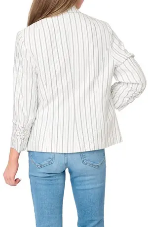 GIBSONLOOK Pinstripe Ruched Sleeve Blazer
