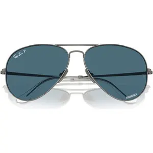 Ray-ban 58mm Polarized Oversized Aviator Sunglasses - Polar Blue
