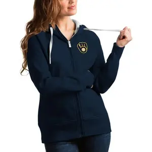 ANTIGUA Milwaukee Brewers Team Victory Full-zip Hoodie - Navy