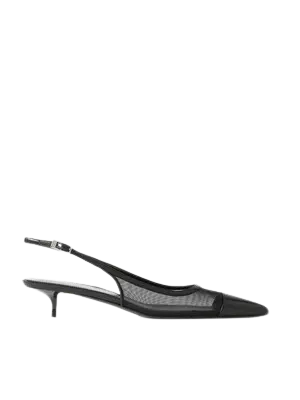 Saint Laurent Oxalis Leather-trimmed Slingback Pumps