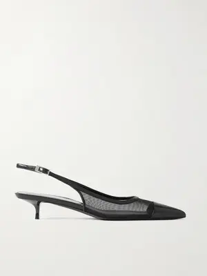 Saint Laurent Oxalis Leather-trimmed Slingback Pumps