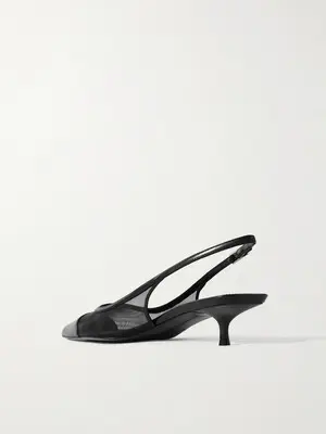 Saint Laurent Oxalis Leather-trimmed Slingback Pumps