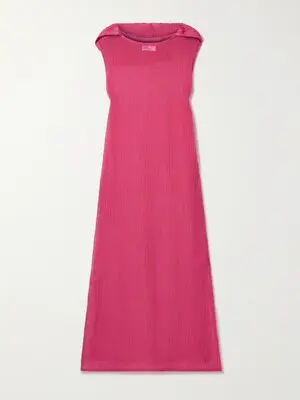 Lisa Marie Fernandez Hooded Crinkled Linen-blend Gauze Maxi Dress - Pink