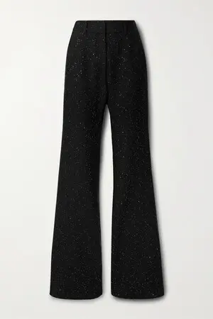 Gabriela Hearst Allanon Sequin-embellished Flared Pants - Black