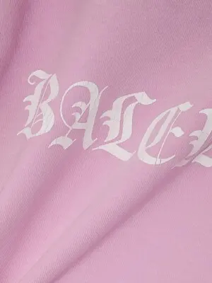 Balenciaga Cropped Distressed Logo T-shirt - Pink