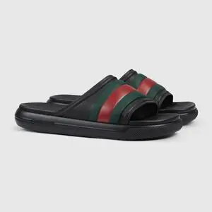Gucci Web Rubber Slide Sandal