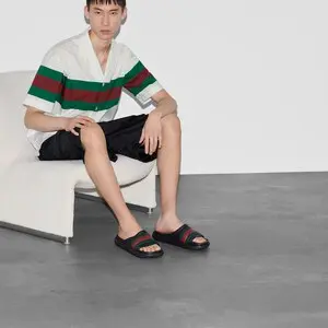 Gucci Web Rubber Slide Sandal