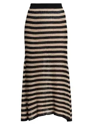 Kiton Striped Knit Silk Midi-skirt
