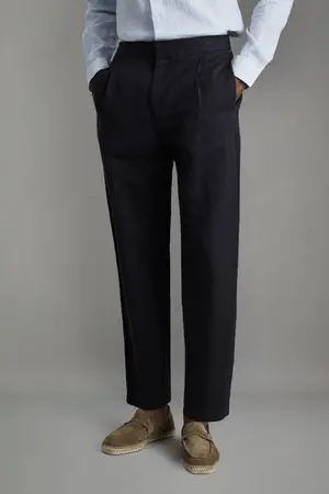 REISS Pact Relaxed Cotton/linen Blend Trousers