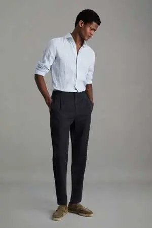REISS Pact Relaxed Cotton/linen Blend Trousers