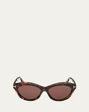 TOM FORD Toni Oval Sunglasses - Havana
