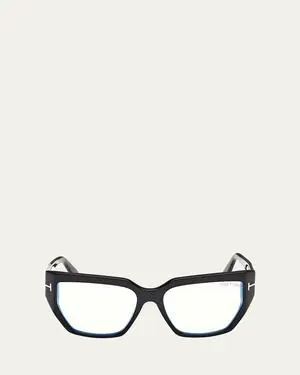 TOM FORD TOM FORD Blue Light Blocking Square Eyeglasses Black