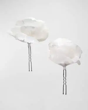 JENNIFER BEHR Jennifer Behr Peony Hairpins Set Of 2 - Cream
