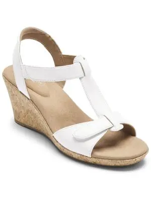 Rockport Blanca Womens Velcro Slingback Wedge Sandals - White