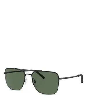 Oliver Spencer Aviator Sunglasses, 56mm - Black/green Polarized Solid