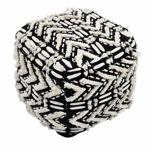 TOV FURNITURE Mariel Hand Woven Textured Pouf - Black