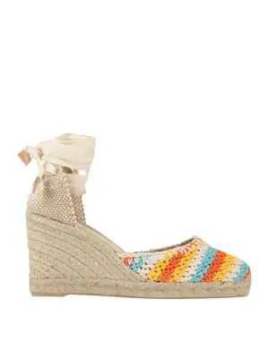CastaÑer Wedge Espadrille Sandals With Striped Knit And Tie Fastening - Blue