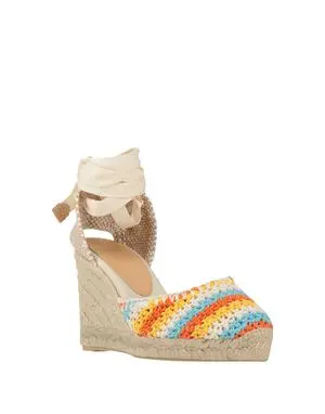 CastaÑer Wedge Espadrille Sandals With Striped Knit And Tie Fastening - Blue