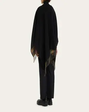 Burberry Vintage-style Check Fringed Wool Cape