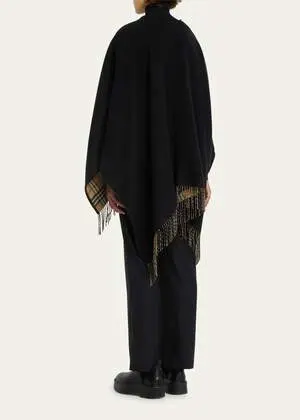 Burberry Vintage-style Check Fringed Wool Cape